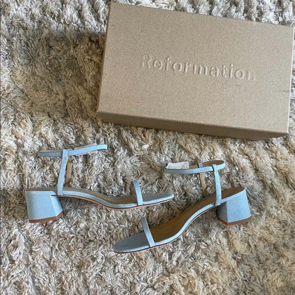 Reformation | Shoes | Reformation Sandals Rrp 20 Baby Blue Chunky Block ...
